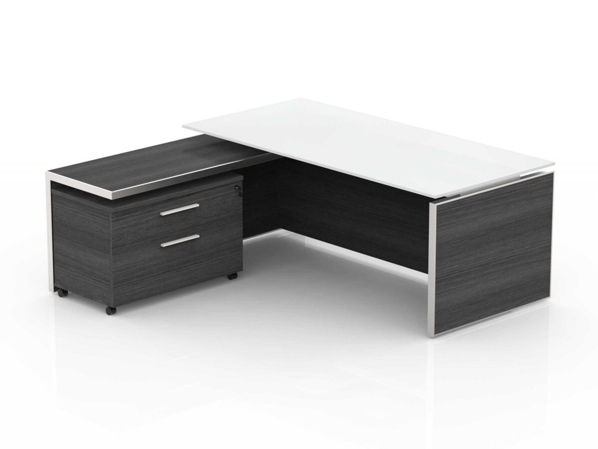 VL SERIES | 78x75 L-Shape Executive Desk with Glass Top - Office ...