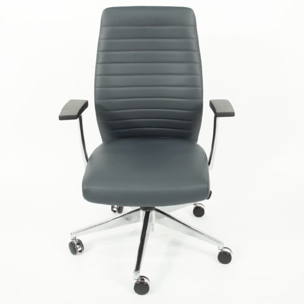 OFW Oggi Black Ribbed Mid-Back Chair - Office Furniture Warehouse